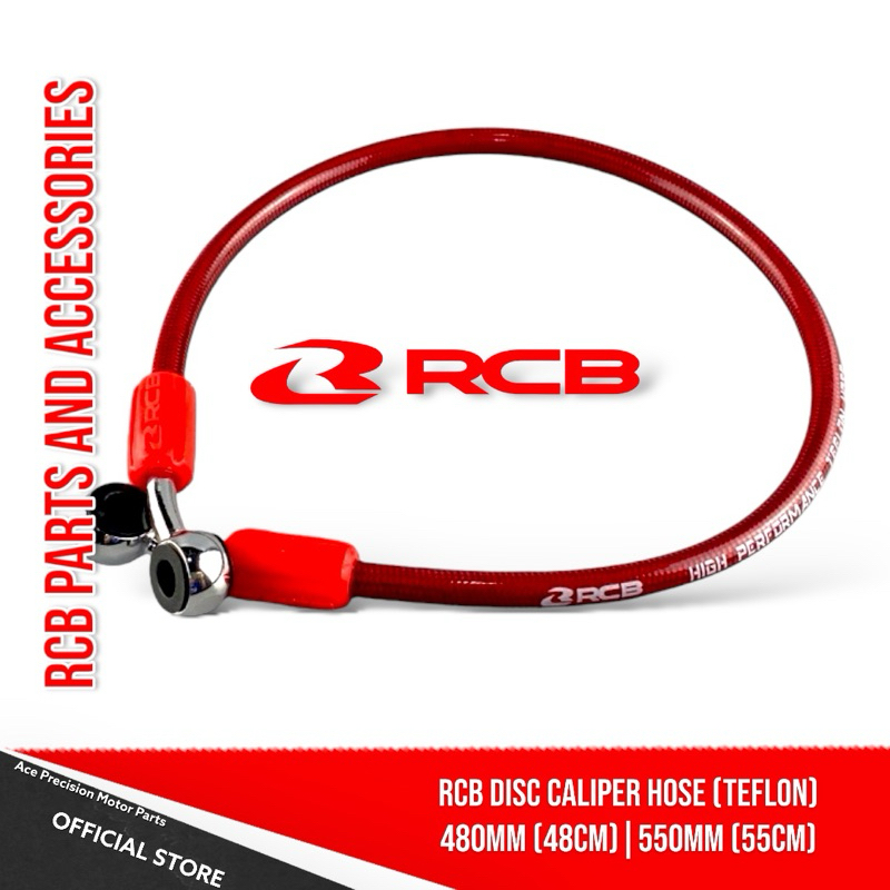 RCB TEFLON BRAKE HOSE REAR W/4PCS COPPER WASHER 480MM/550MM (1PC ...