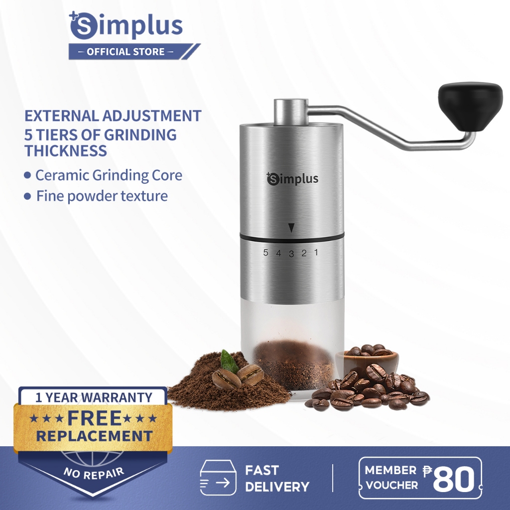 Simplus Manual Coffee Grinder External Adjustment 5 Tiers of Grinding ...