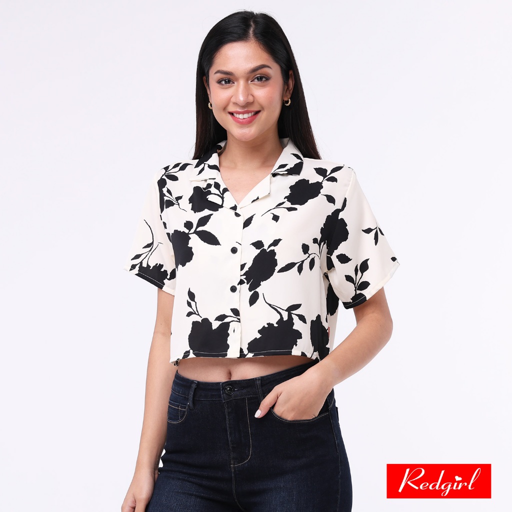 Red Girl Short Sleeves Collared Blouse RSLT04-0650 | Shopee Philippines