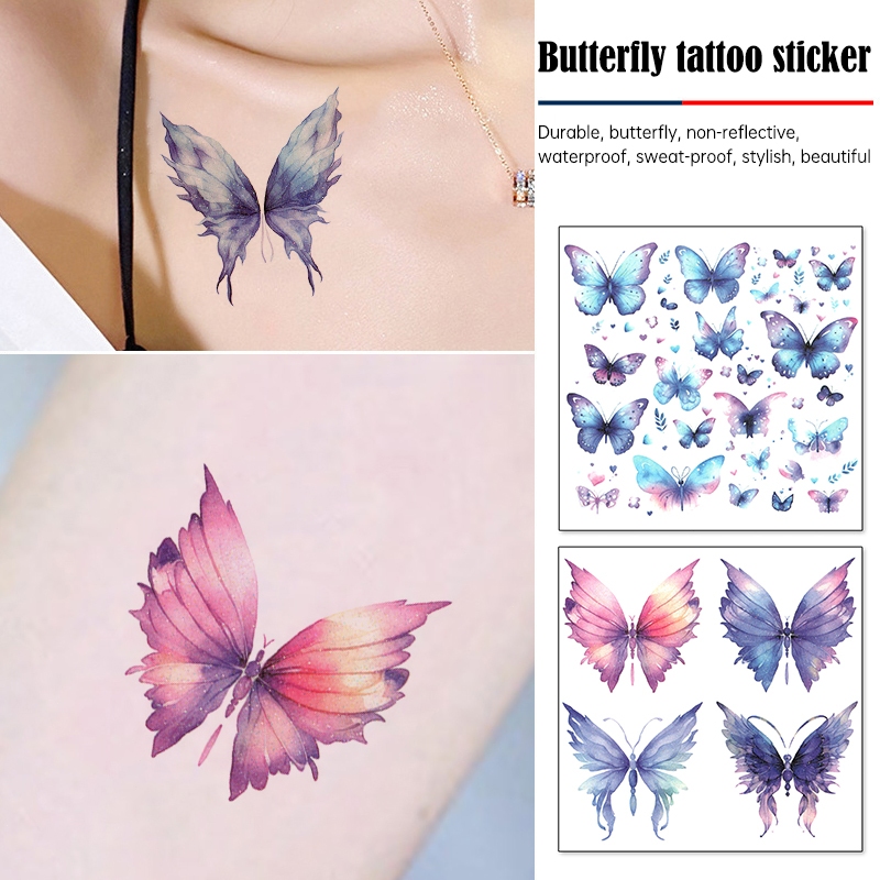 1PC Butterfly Tattoo Sticker Waterproof Glitter Butterfly Princess Face ...