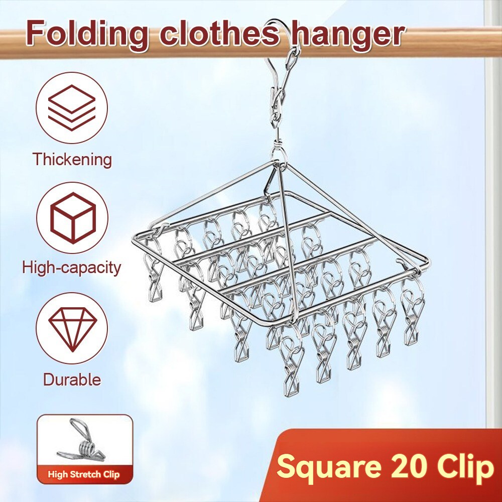 40 Clips Drying Rack Stainless Steel Clothes Hanger Clips Ipitan Hanger ...