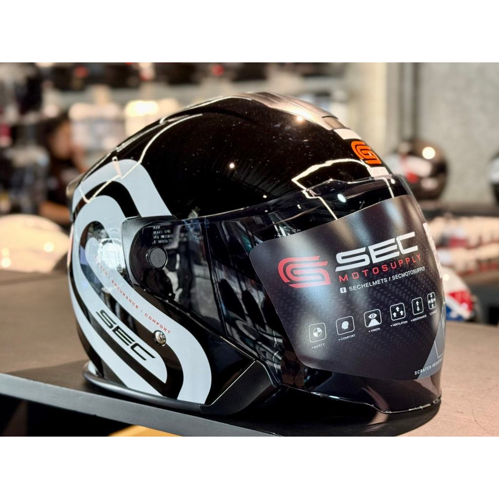 SEC Mist Brand Half Face Dual Visor Helmet for Motorcycle (Free Clear ...