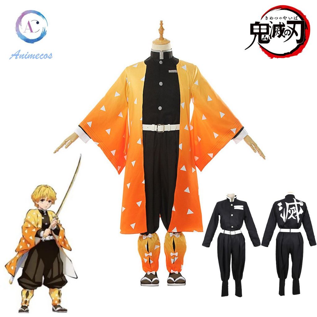 Cosplay Costume For Agatsuma Zenitsu Anime Demon Slayer Party Role ...