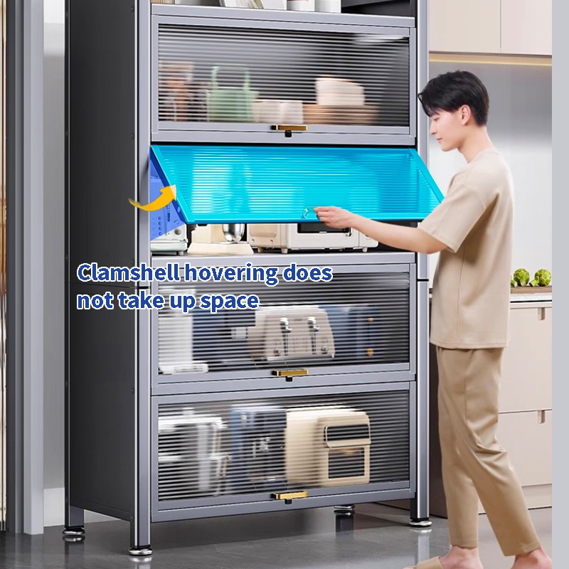 3/4/5 Layers Kitchen Rack Dustproof Storage Cabinet Carbon Steel ...