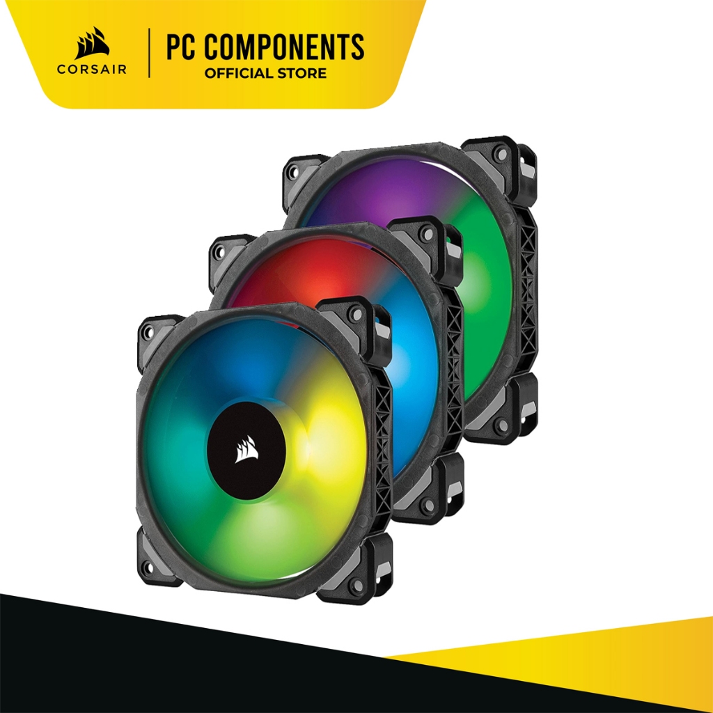 CORSAIR ML120 PRO RGB LED 120MM PWM Premium Magnetic Levitation Fan — 3 ...