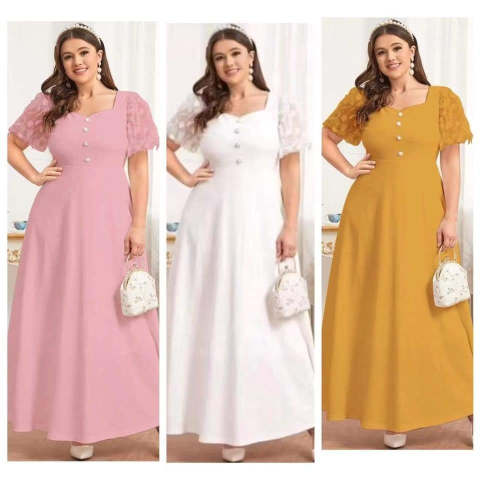 Plus Size Womens Plain Long formal Dress/ OOTD Dress/ Party Dress ...