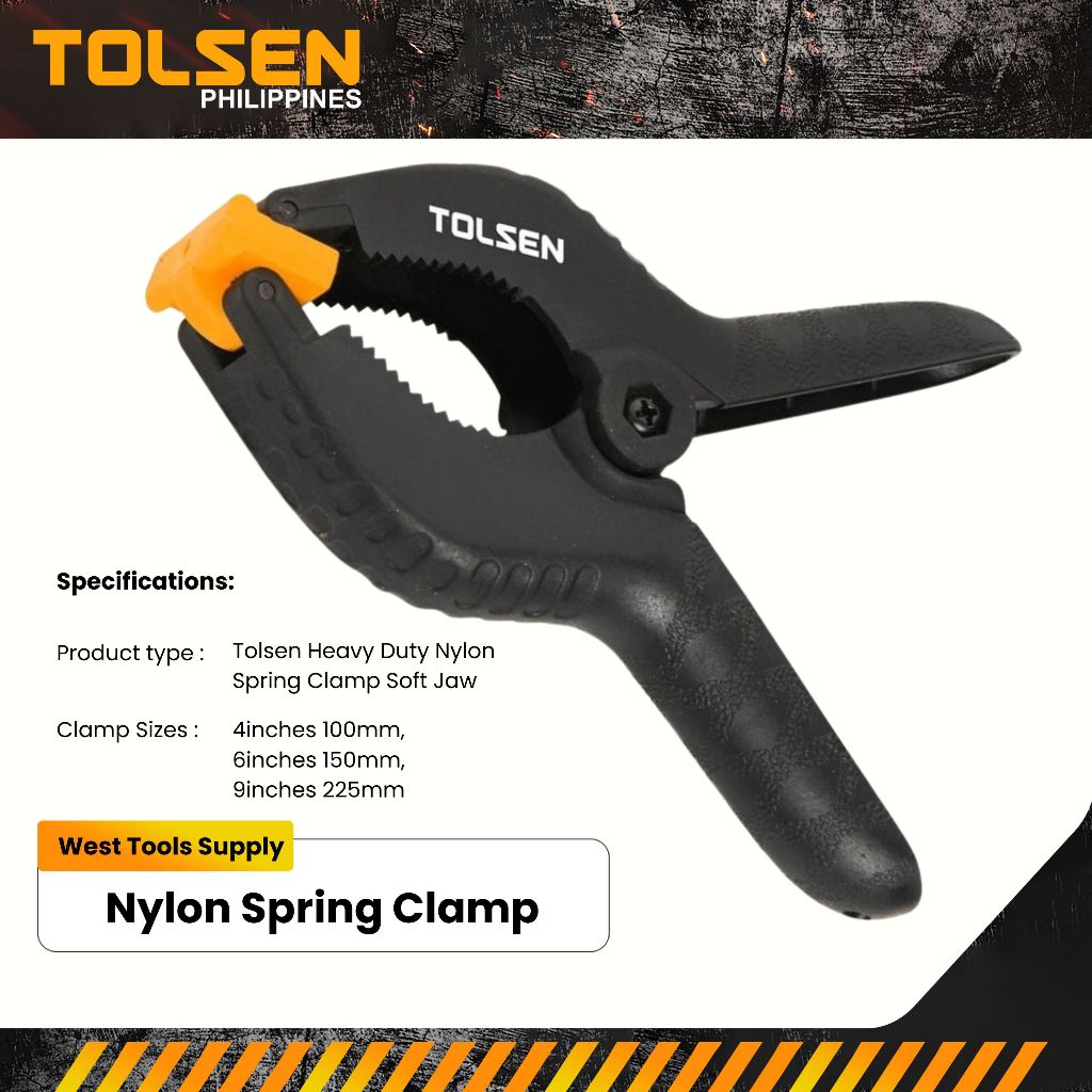 TOLSEN Heavy Duty Nylon Spring Clamp (4" | 6" | 9") Soft Jaw | Shopee ...
