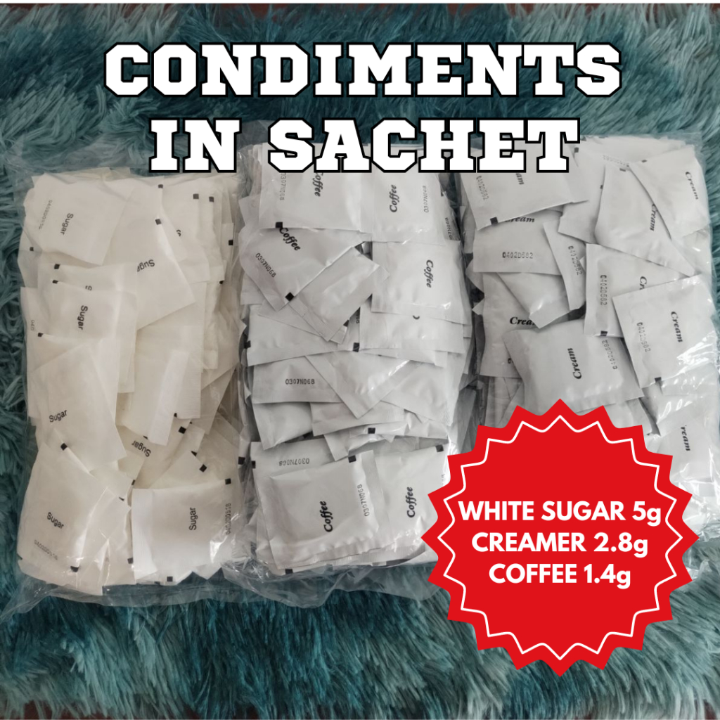 100pcs Coffee, White Sugar, Creamer Condiments in Sachet Pack ...