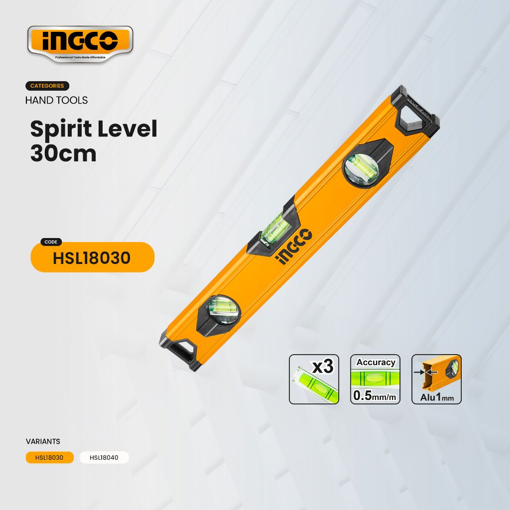 INGCO Spirit Level 30CM-40CM Aluminum Spirit Leveler Bubble Box ...