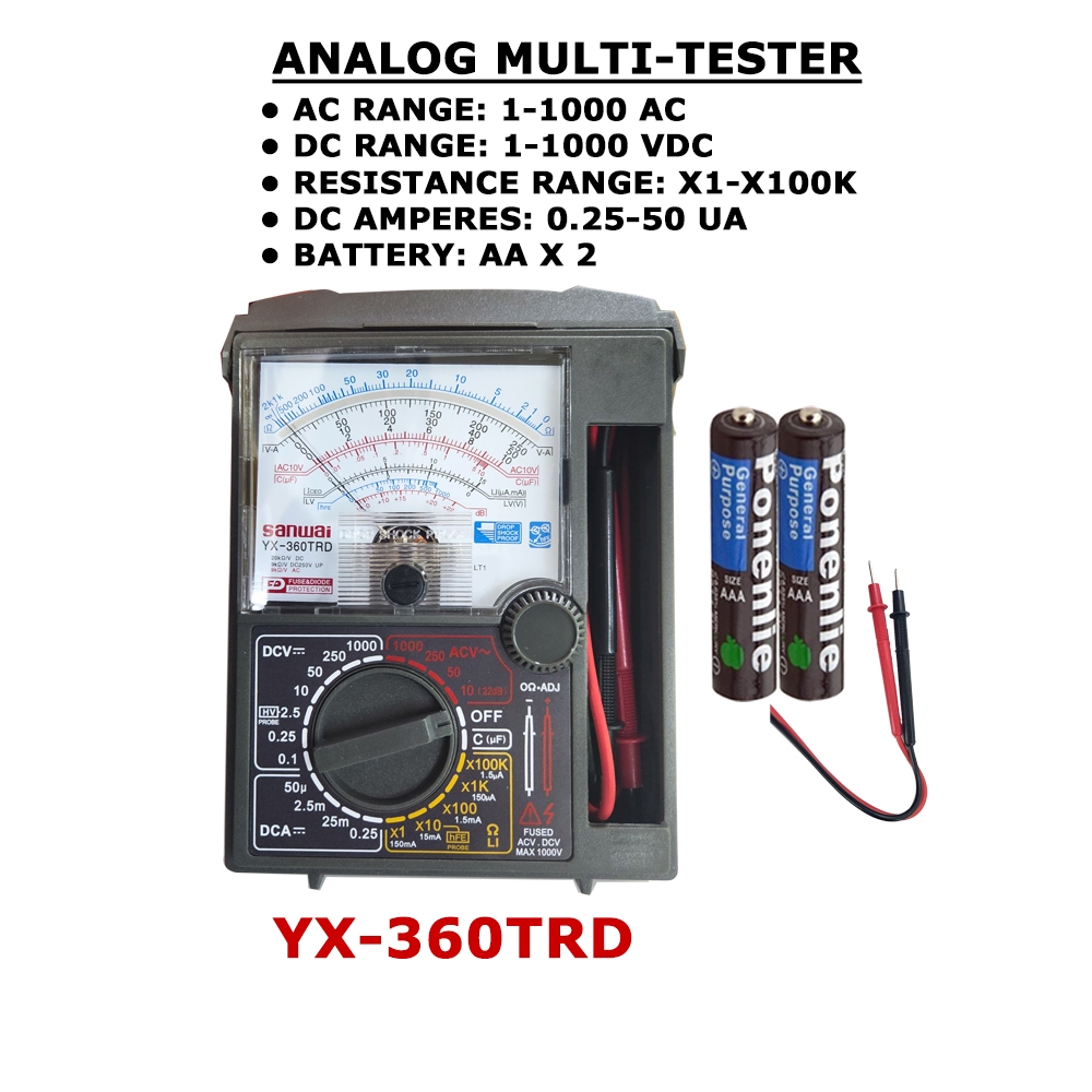 SANWA ANALOG MULTiMETER / MULTITESTER WITH FUSE & DIODE PROTECTION YX ...