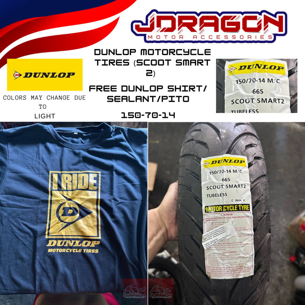 DUNLOP MOTORCYCLE TIRE 150/70-14 WITH FREE DUNLOP SHIRT AND TIRE ...