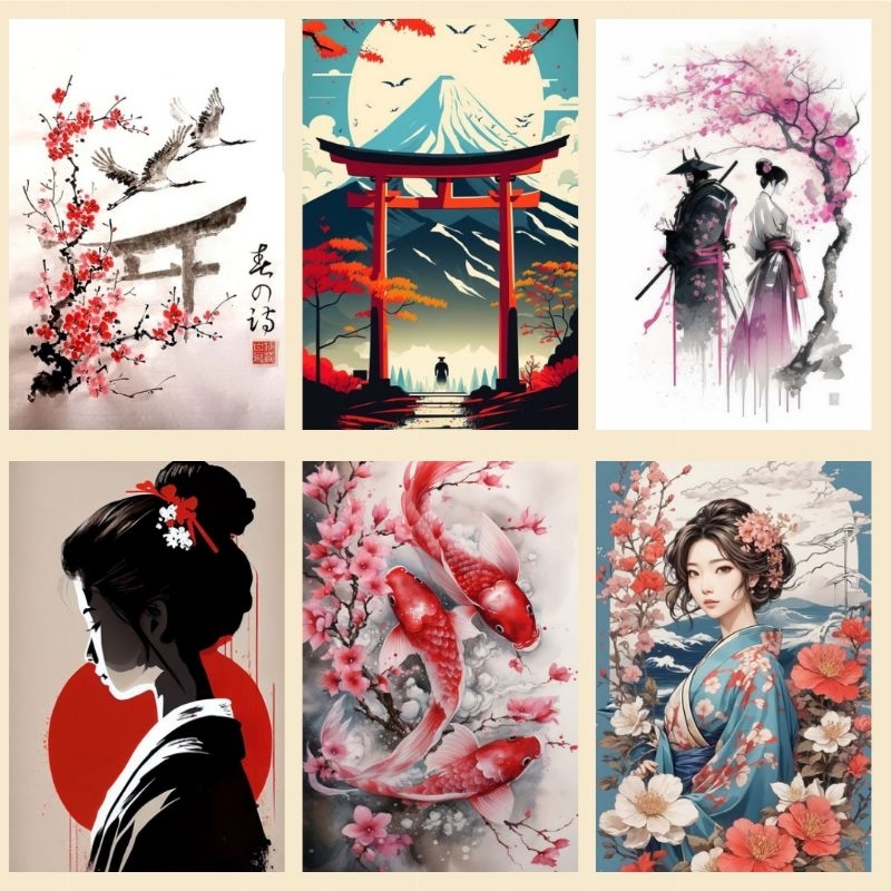 Japanese Theme | A4 size Laminated Photo Wall Decor | Laminated A4 ...