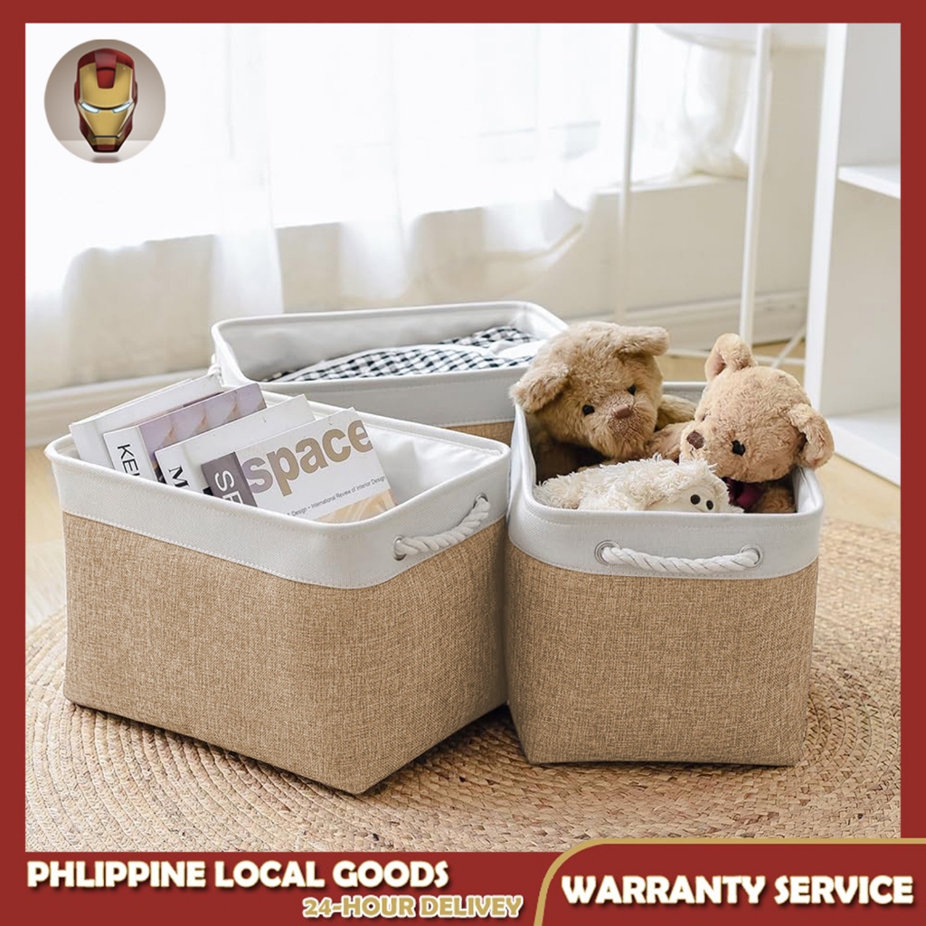 Canvas Storage Box Fabric Storage Bins Foldable Storage Basket Clothes ...