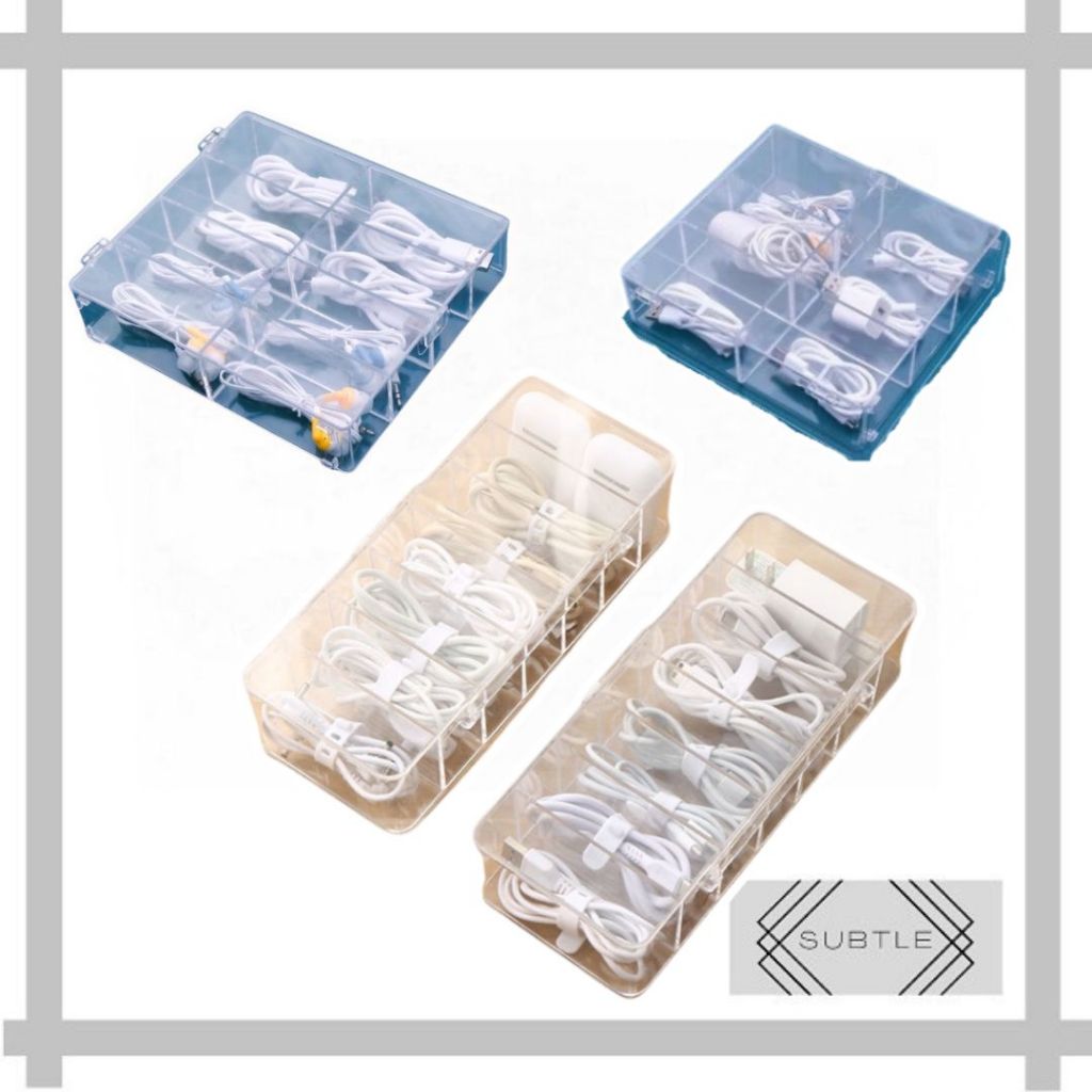 [Subtle] Clear Acrylic Multi - Grid Data Line Storage Box With Cover ...