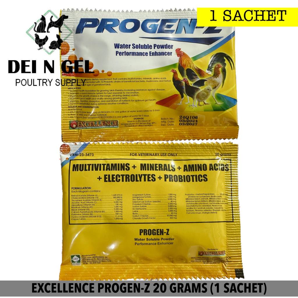 EXCELLENCE PROGEN Z MULTIVITAMINS + PROBIOTICS FOR GAMEFOWL BIRDS ...