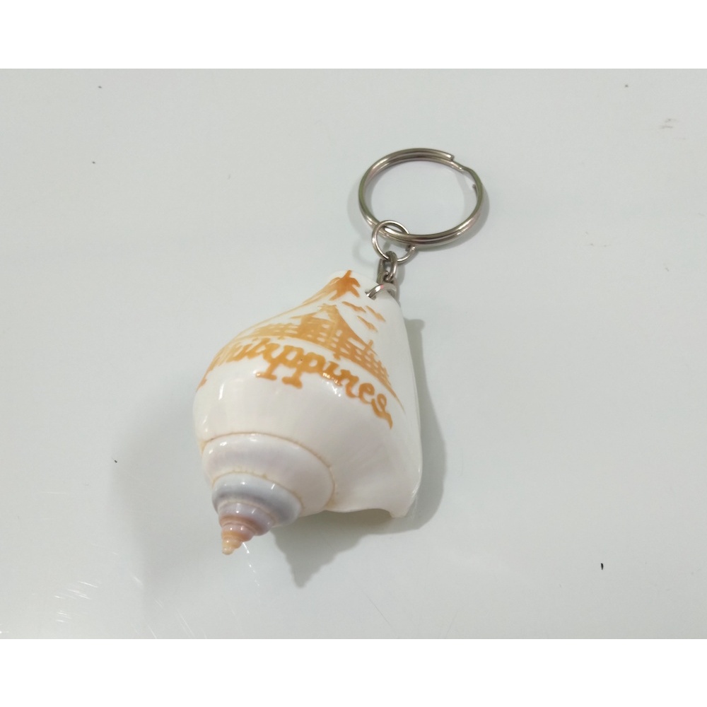White Shell Keychain With Art Made in Philippines, Handmade Seashell ...