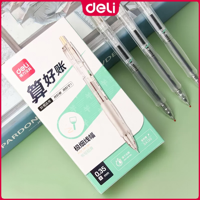 Deli SA130 0.35mm Gel Pen – Quick-Drying Black Writing Pen for School ...