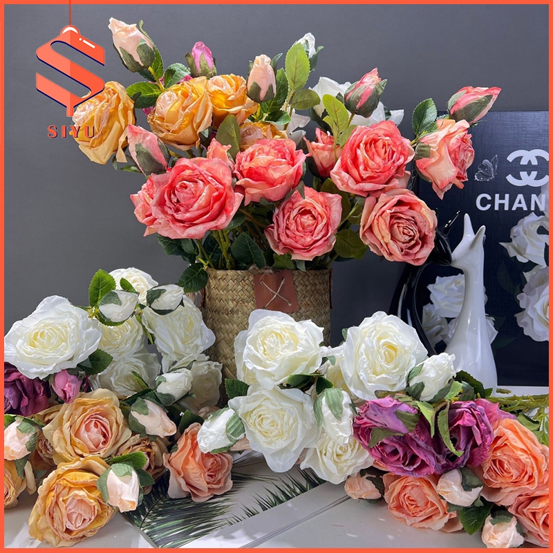 Artificial Flower Imitation Rose Fake Flower Velvet Decorative Rose DIY ...