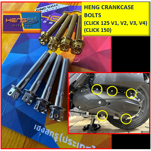 HENG Original Crankcase bolts for HONDA CLICK 125 V1, V2, V3 and CLICK ...