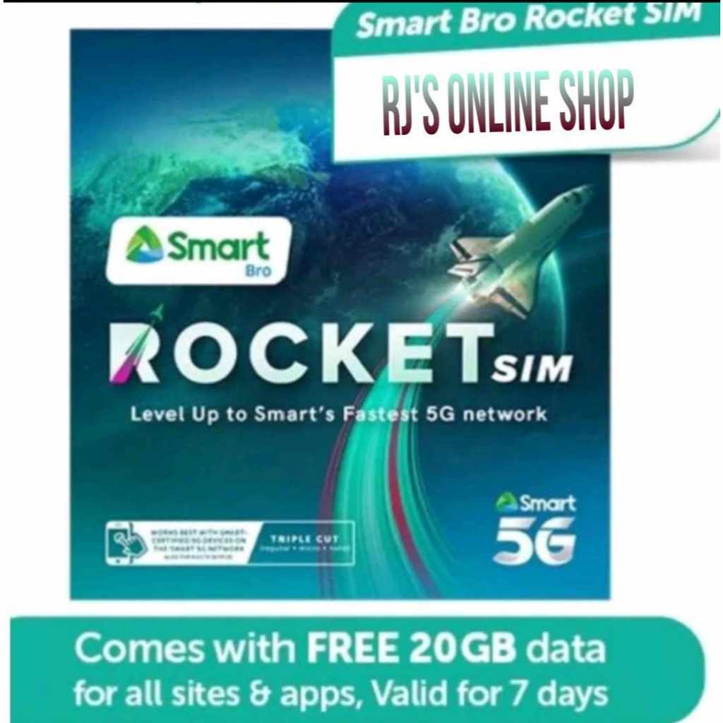 Smart Bro Rocket SIM Free 20gb Renewable for UNLIDATA | Shopee Philippines