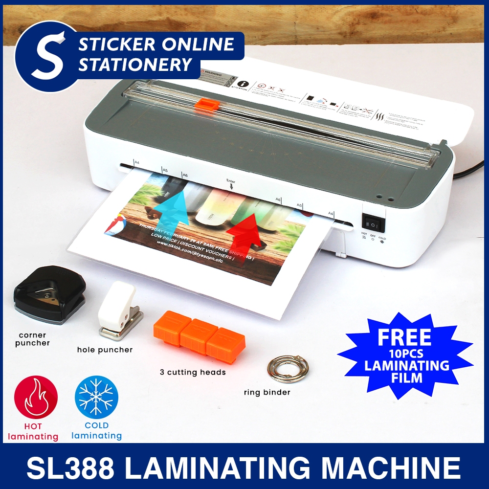SL388 6in1 Laminator Machine A4 Size HOT | COLD w/ Corner and Hole ...