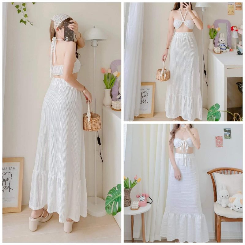 Alucard Coords Padded Top & Long Maxi Skirt Boho Style On hand Beach Ootd | Shopee Philippines
