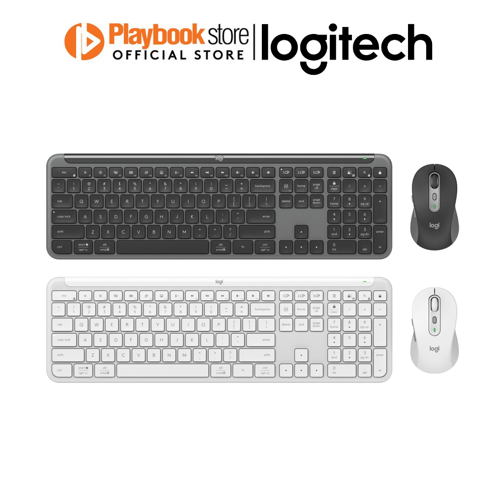 Logitech MK950 Graphite/Off-white 4000 DPI Signature Slim Wireless Keyboard & Mouse Combo ...