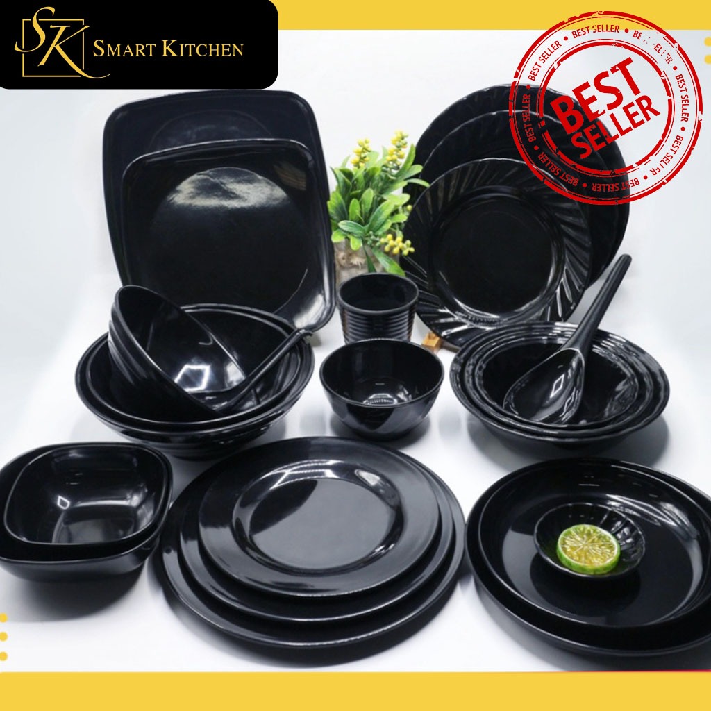 C-Black Melamineware Dinnerware Plates/Spoon/Cups/Tumbler/Bowl/Plato ...