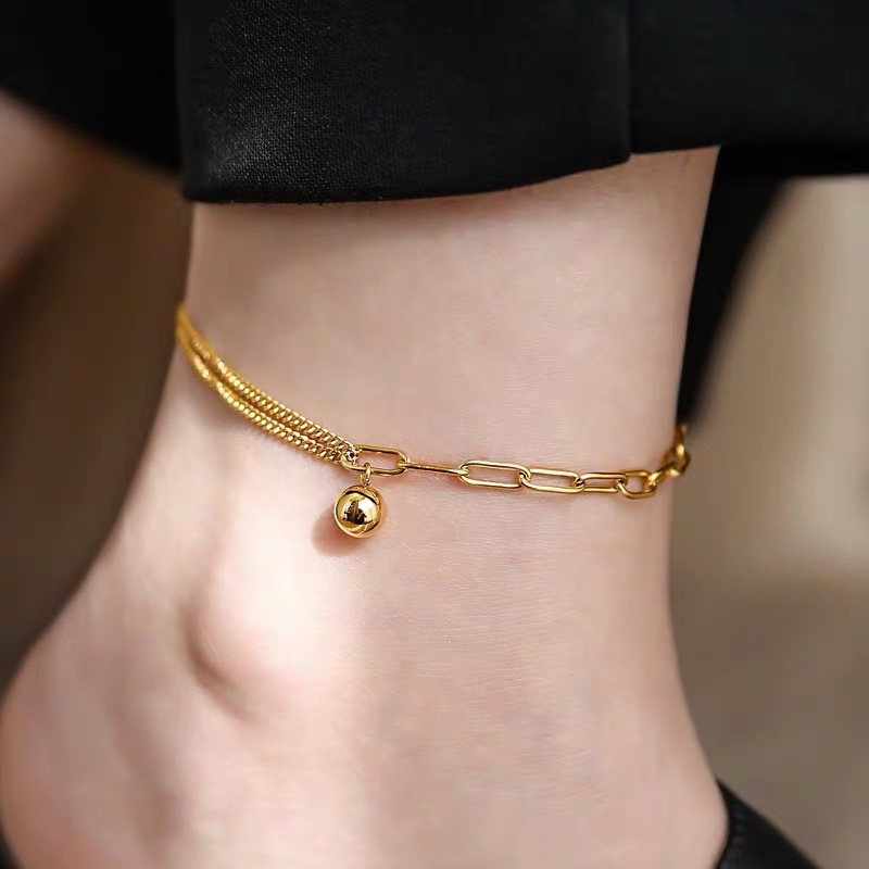 MM 18K GOLD titanium steel Fashion splicing small golden ball ...