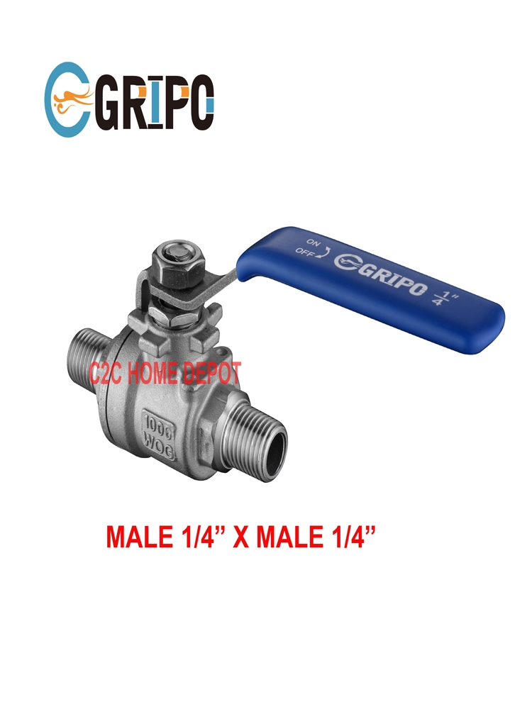 GRIPO High end 304 Stainless 1/4 Male x 1/4 Male ball valve water ...