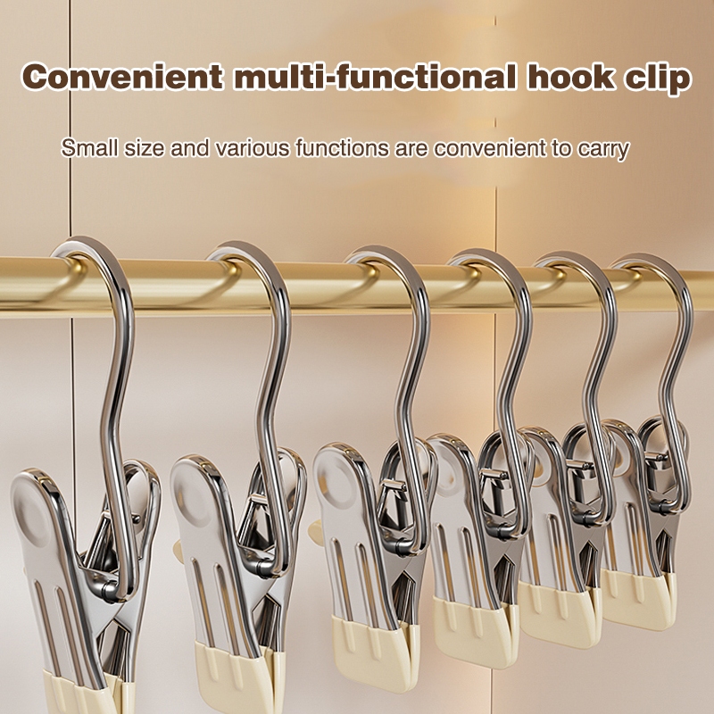 5 PCS Portable Clip Hanger Hanging Hooks Clips Closet Storage Single ...
