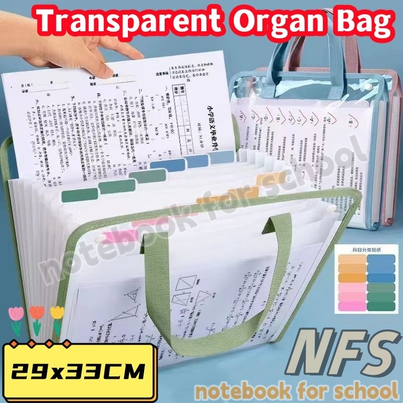 NFS Transparent Organ Bag 13 Layers Expanding File Folder Paper ...