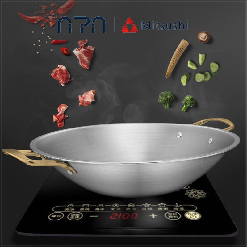 Nipiin Korean Style Frying Pan Double Golden Ear Stainless Steel Non ...