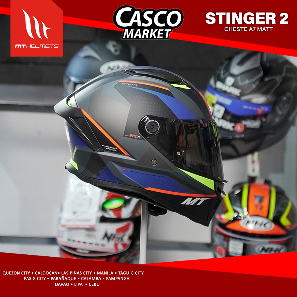 MT STINGER 2 G CHESTE A7 FULL FACE SINGLE VISOR MOTORCYCLE HELMET ...