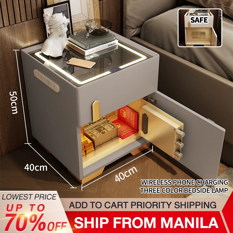 BAIERDI Smart bedside table, multifunctional light luxury bedside table ...