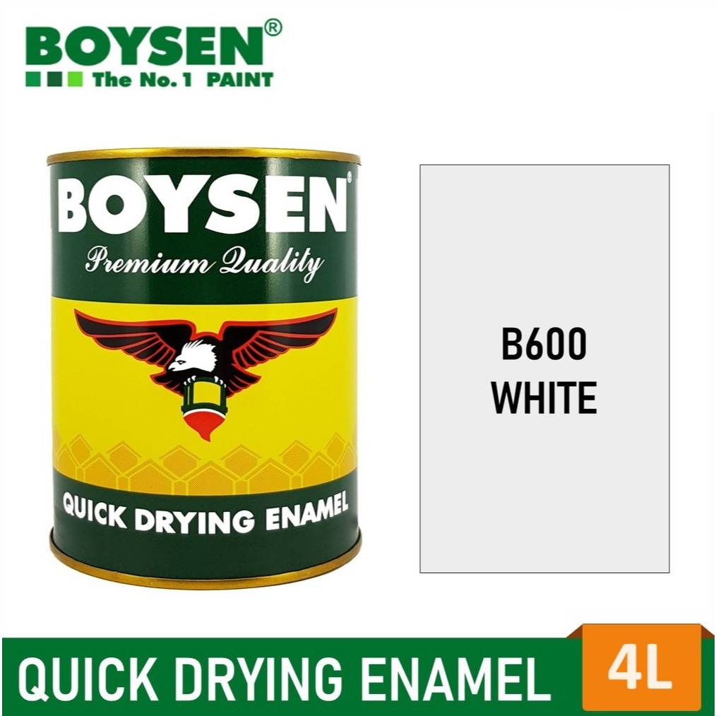 PER BOX 4 Gallon BOYSEN #600 Quick Dry Enamel White 4L Gal Liters L ...