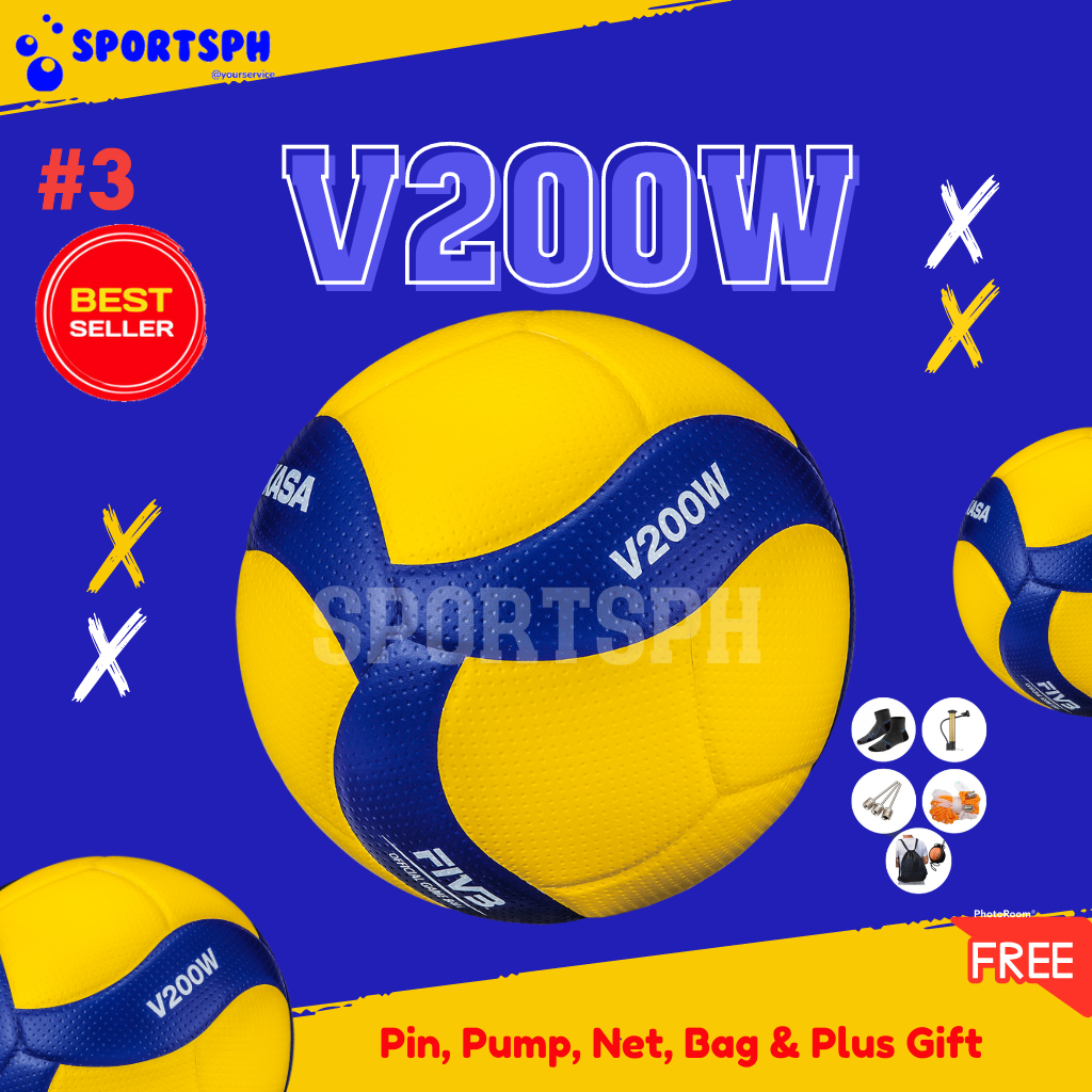 MIKASA V200W Volleyball Ball Size 5 Competition Training PU Dotted ...