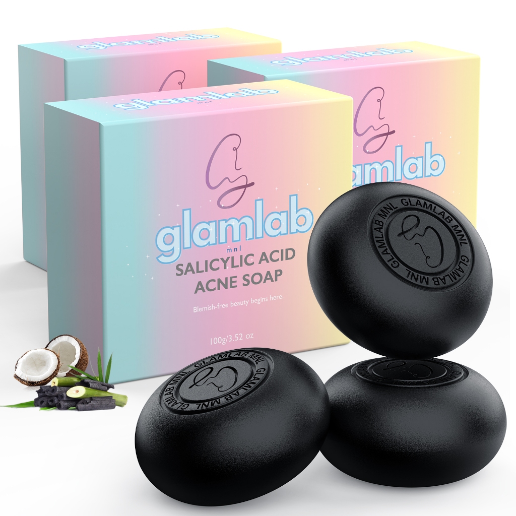 【3PCS SET】glamlab Salicylic Acid Acne Soap Deep Cleansing Face & Body ...