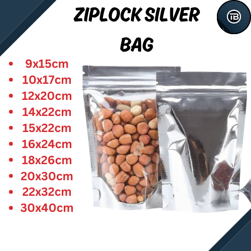 Clear front SILVER ZIPLOCK/backStand Up Pouch with ZipLock Pouch ...