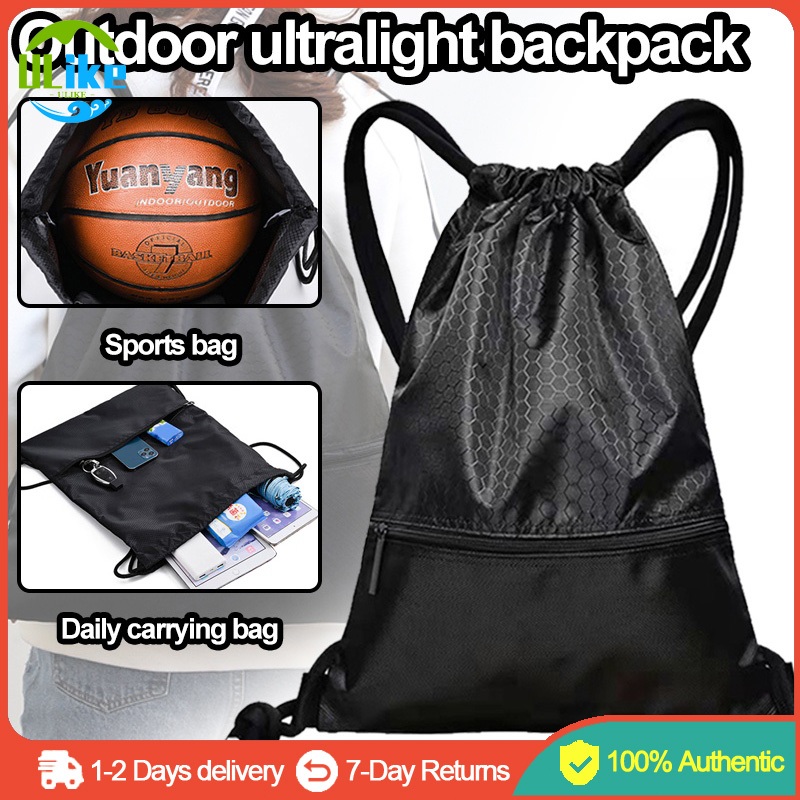 Drawstring Backpack Travel Bag Outdoor Shoulder Drawstring Football bag ...