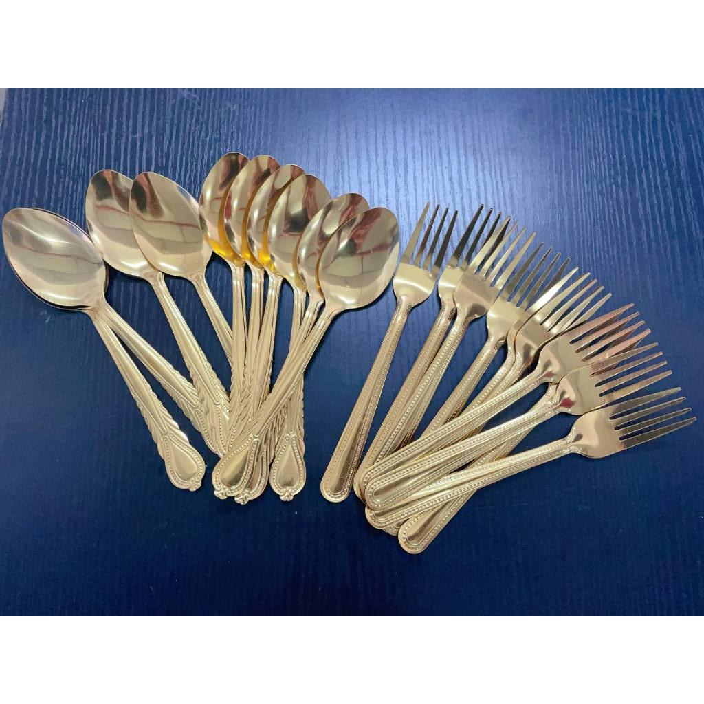 12sets Gold Spoon or Fork Set | Shopee Philippines