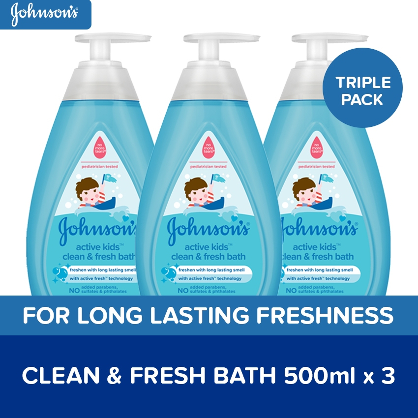 Johnson's Active Kids Clean & Fresh Bath 500ml x 3: baby wash body wash ...