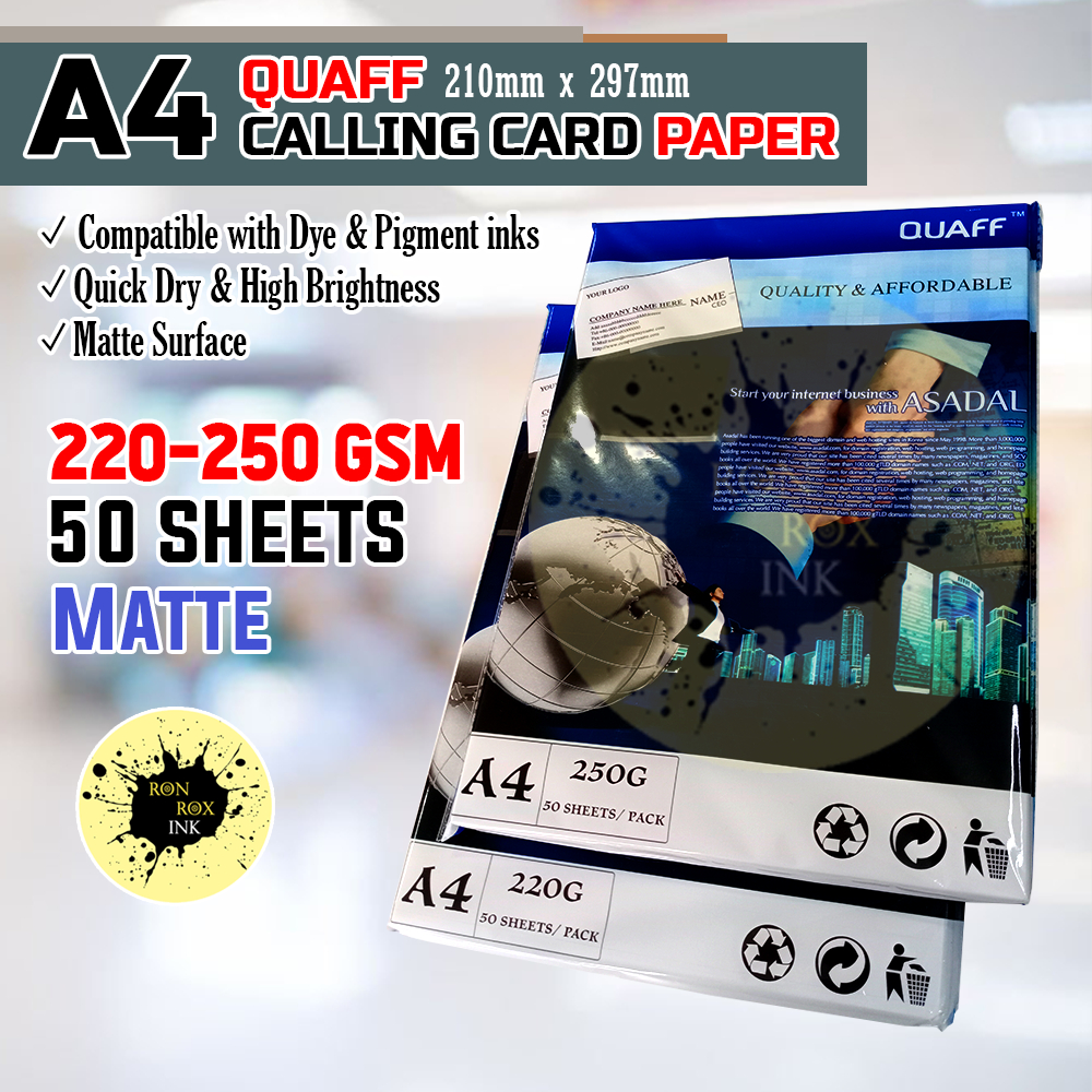 A4 QUAFF Calling Card Paper White ( Double sided Matte ) 220gsm 250gsm ...