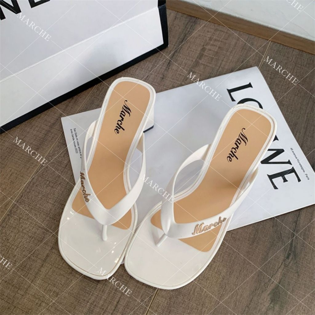 Marche 2024 Women's Fairy Style Casual Jelly Rubber 7CM Heels Sandals ...