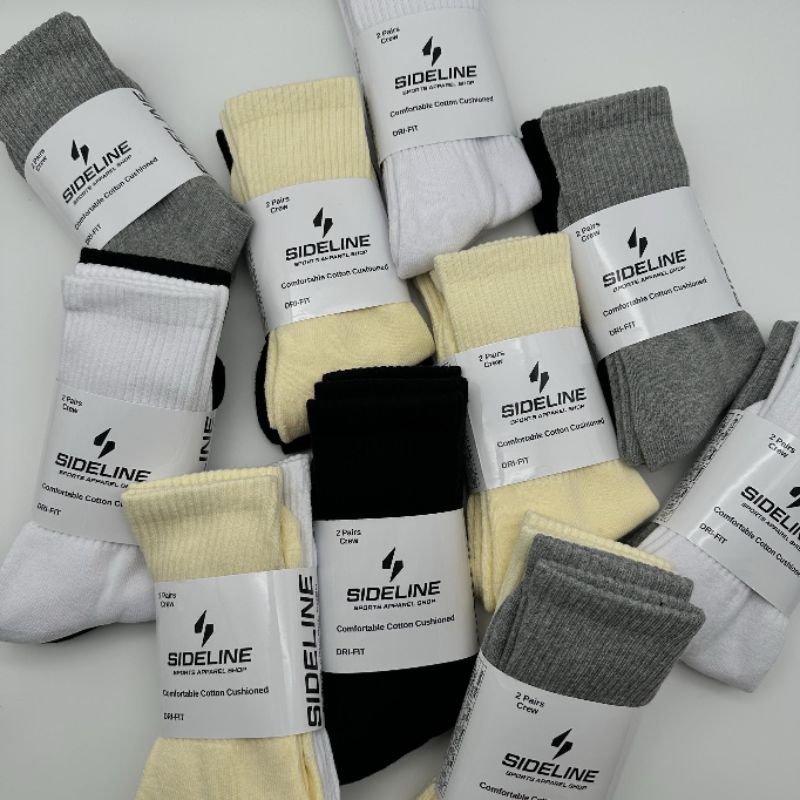 Sideline Original Plain Crew Socks (2 Pairs) Menswear Sports | Shopee ...