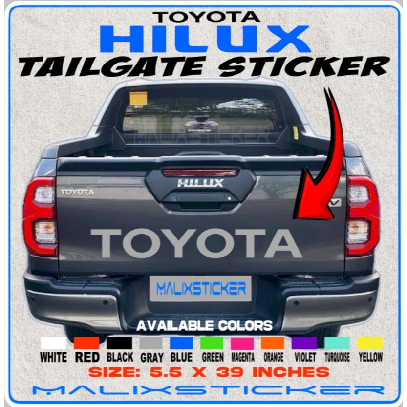 Toyota Hilux GR tailgate sticker decals solid TOYOTA color design ...