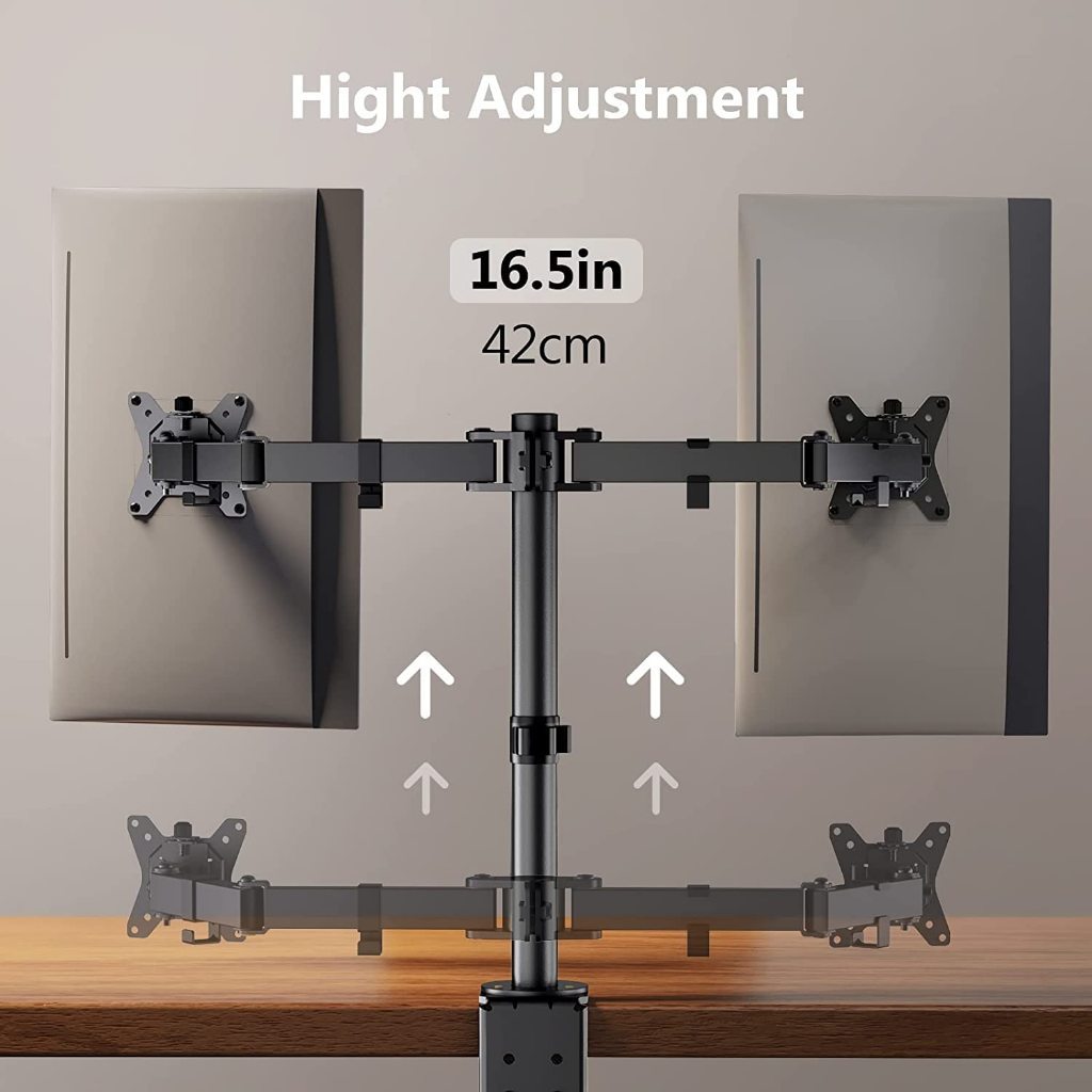 Dual Monitor Desk Mount Fully Adjustable Steel Stand, Holds 2 Computer ...