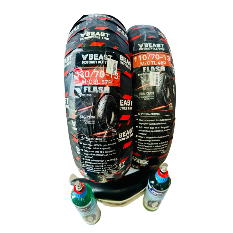 BEAST TIRE FLASH 130/70/13/110/70/13 TUBELESS NMAX155 V1/V2/V2.1 WITH ...