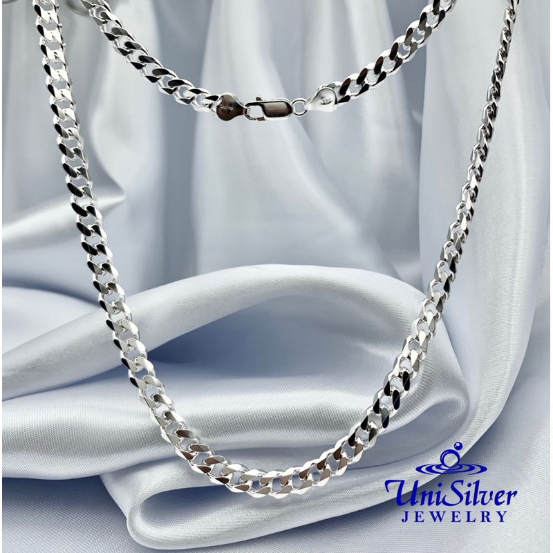 Unisilver 925 Sterling Silver Solid 7MM Curb Chain Men's Necklace ...