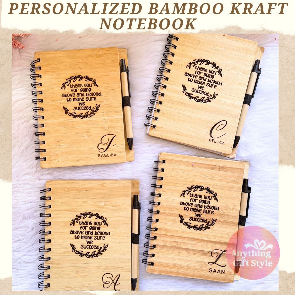 Personalized BAMBOO KRAFT NOTEBOOK | For Wedding, Birthday, Reunion ...